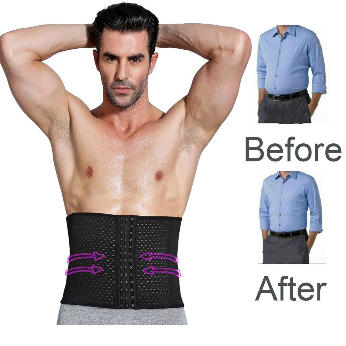 Slimming Waist Trainer for Men Fat Burn Stomach Weight Loss Shaper ...
