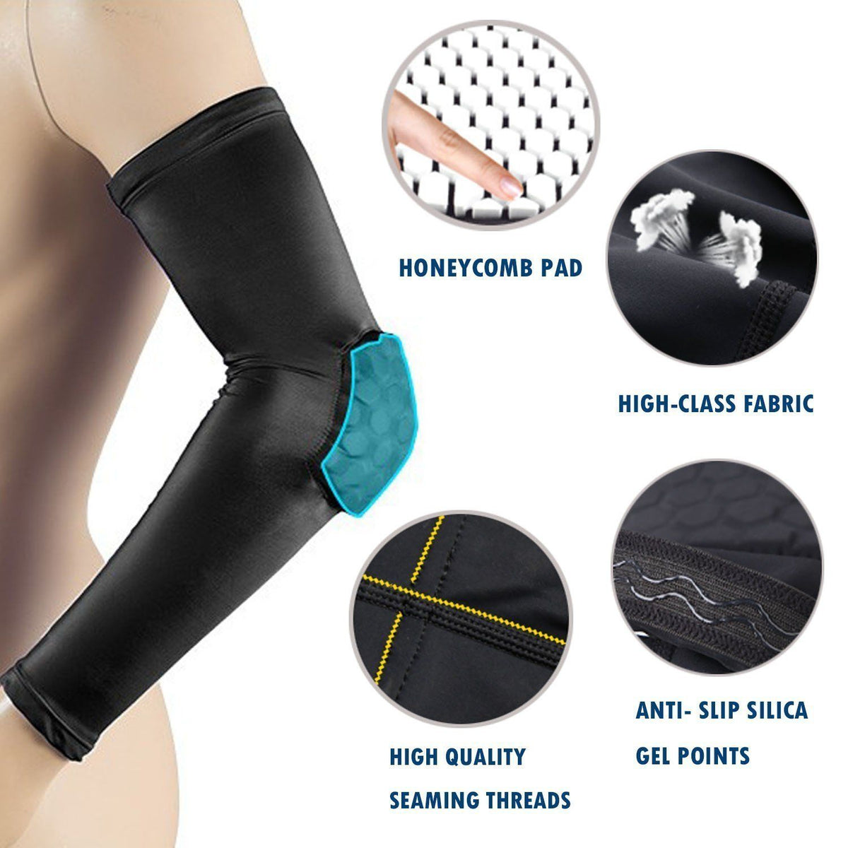 Compression Arm Sleeve Elbow Support HoneyComb Pad Support and Relief ...